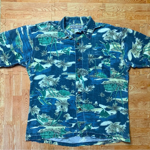 Vintage | Shirts | Vintage Pacific Scene Shirt Button Down Mens Large ...